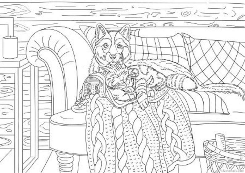 Cats and Dogs Bundle 10 Printable Adult Coloring Pages From - Etsy