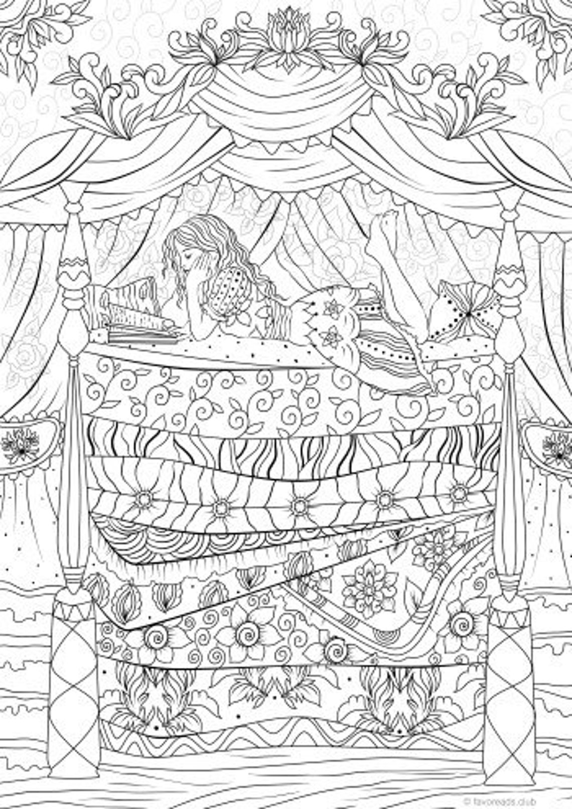 Princess Printable Adult Coloring Page From Favoreads - Etsy