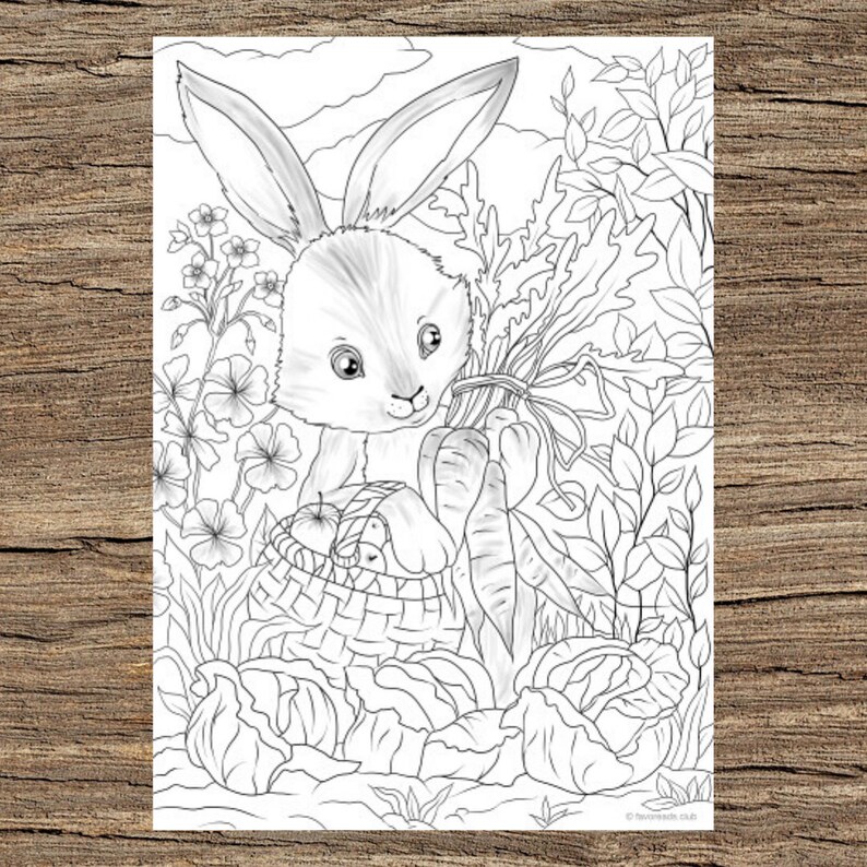 Bunny Printable Adult Coloring Page From Favoreads coloring Book Pages ...