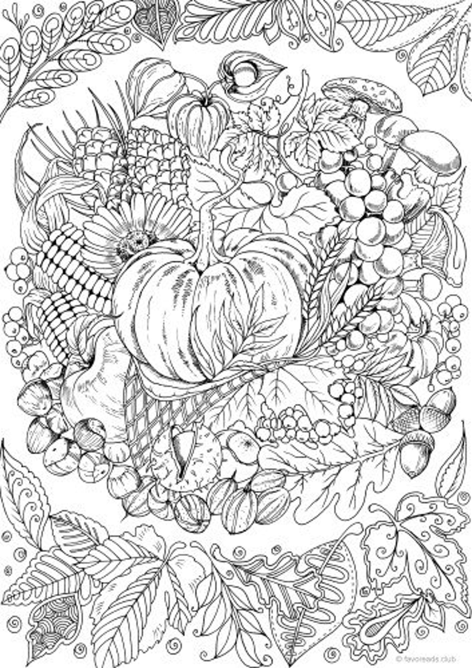 Hello Autumn Printable Adult Coloring Page From Favoreads - Etsy