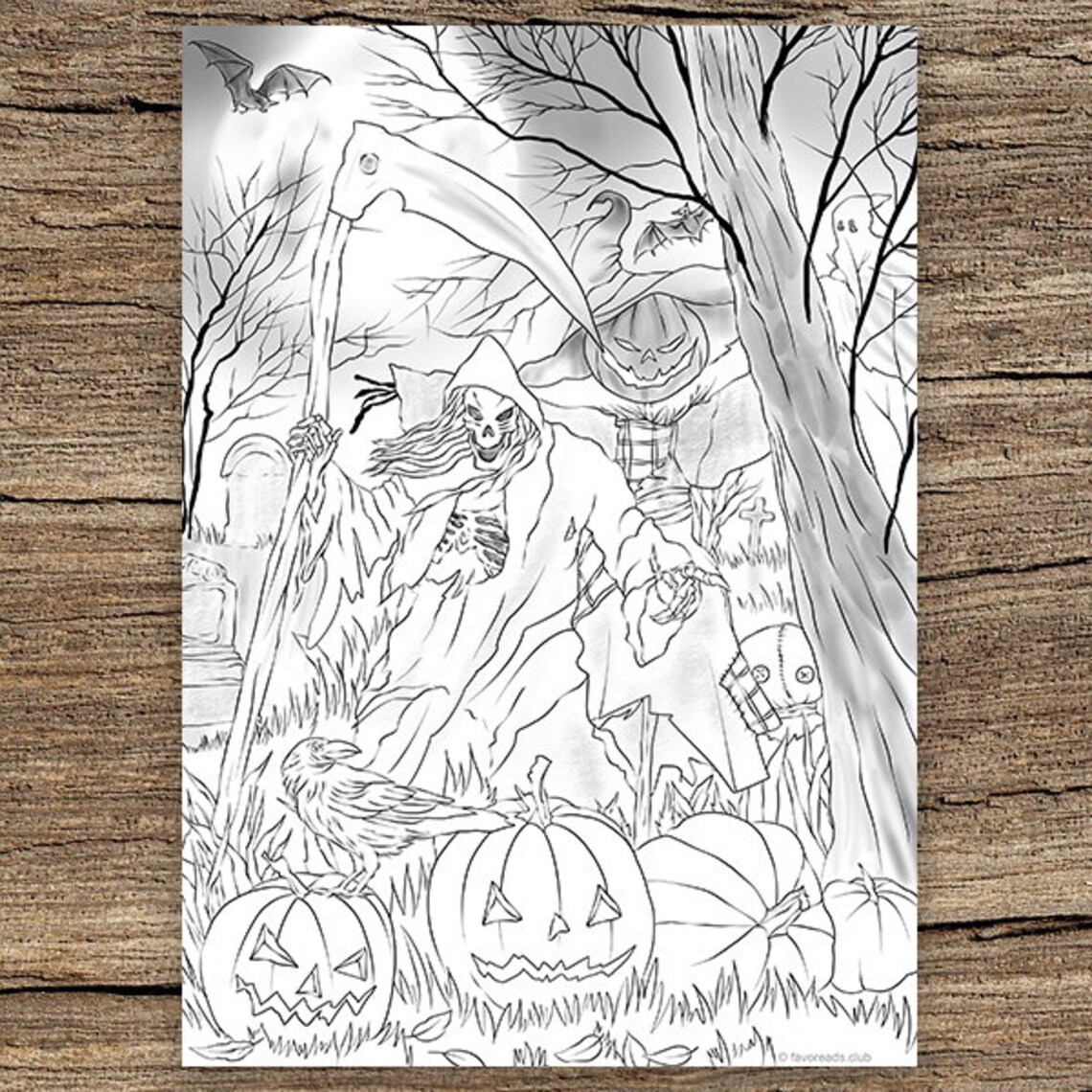 Hell Night Printable Adult Coloring Page From Favoreads - Etsy