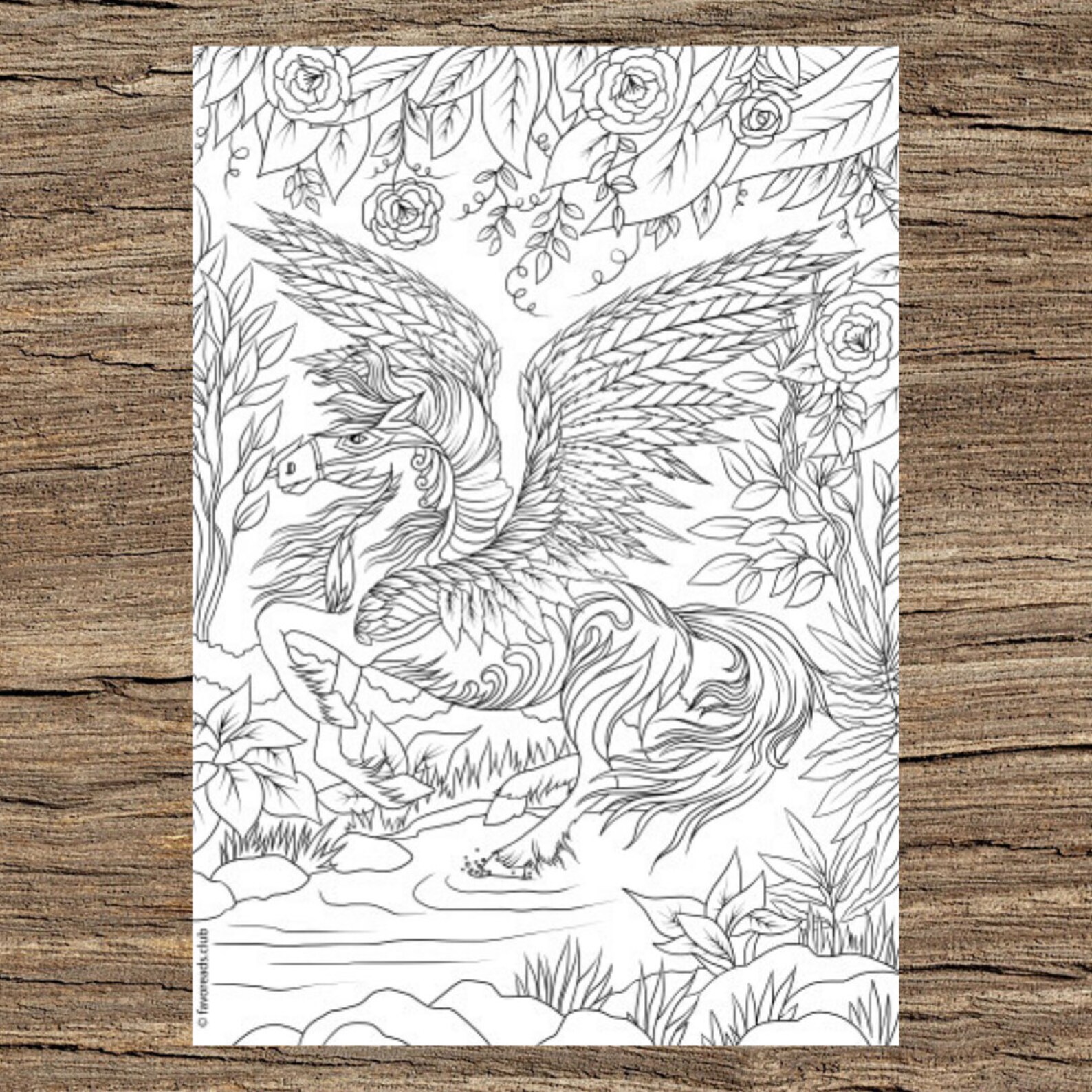 Pegasus Printable Adult Coloring Page From Favoreads | Etsy
