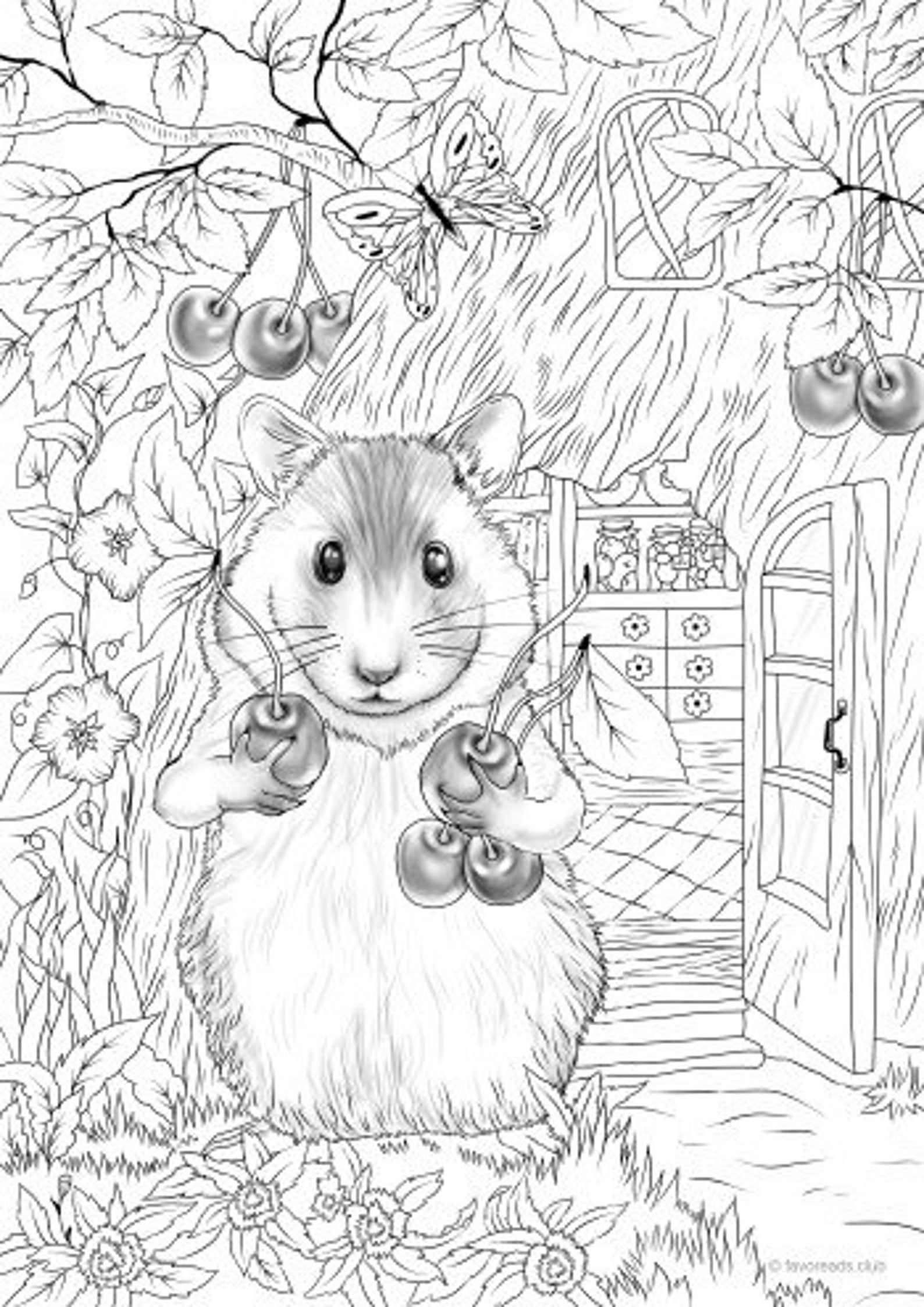 Hamster - Printable Adult Coloring Page From Favoreads Coloring Book ...