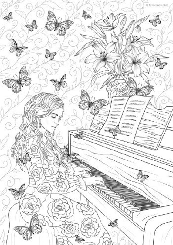 Playing Piano Coloring Page