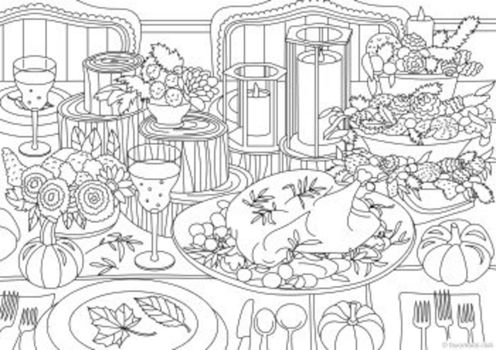 Thanksgiving Printable Adult Coloring Page From Favoreads coloring Book ...