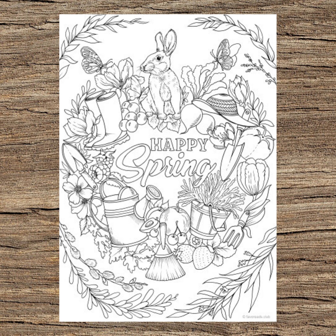 Happy Spring Printable Adult Coloring Page From Favoreads | Etsy