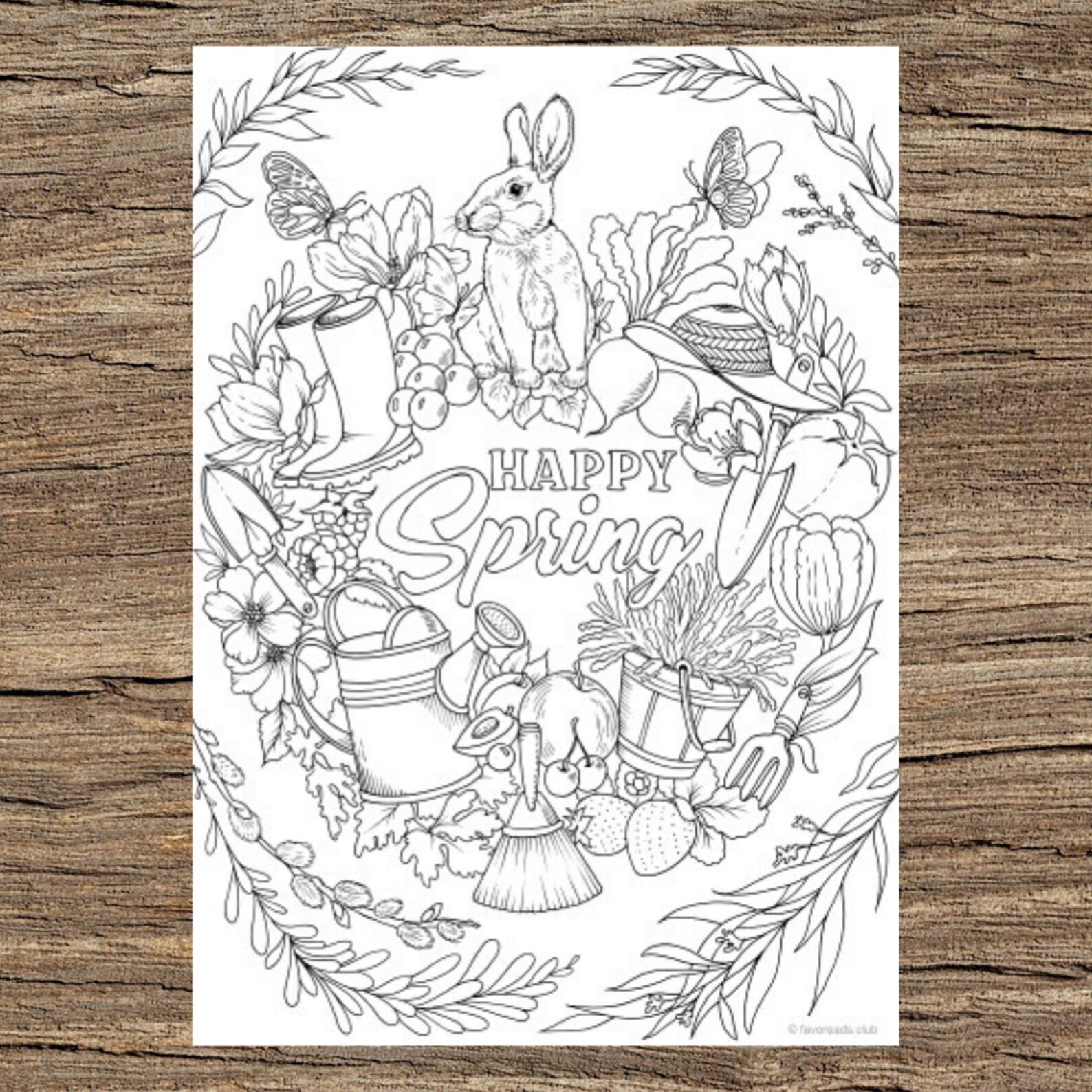 Happy Spring Printable Adult Coloring Page From Favoreads | Etsy