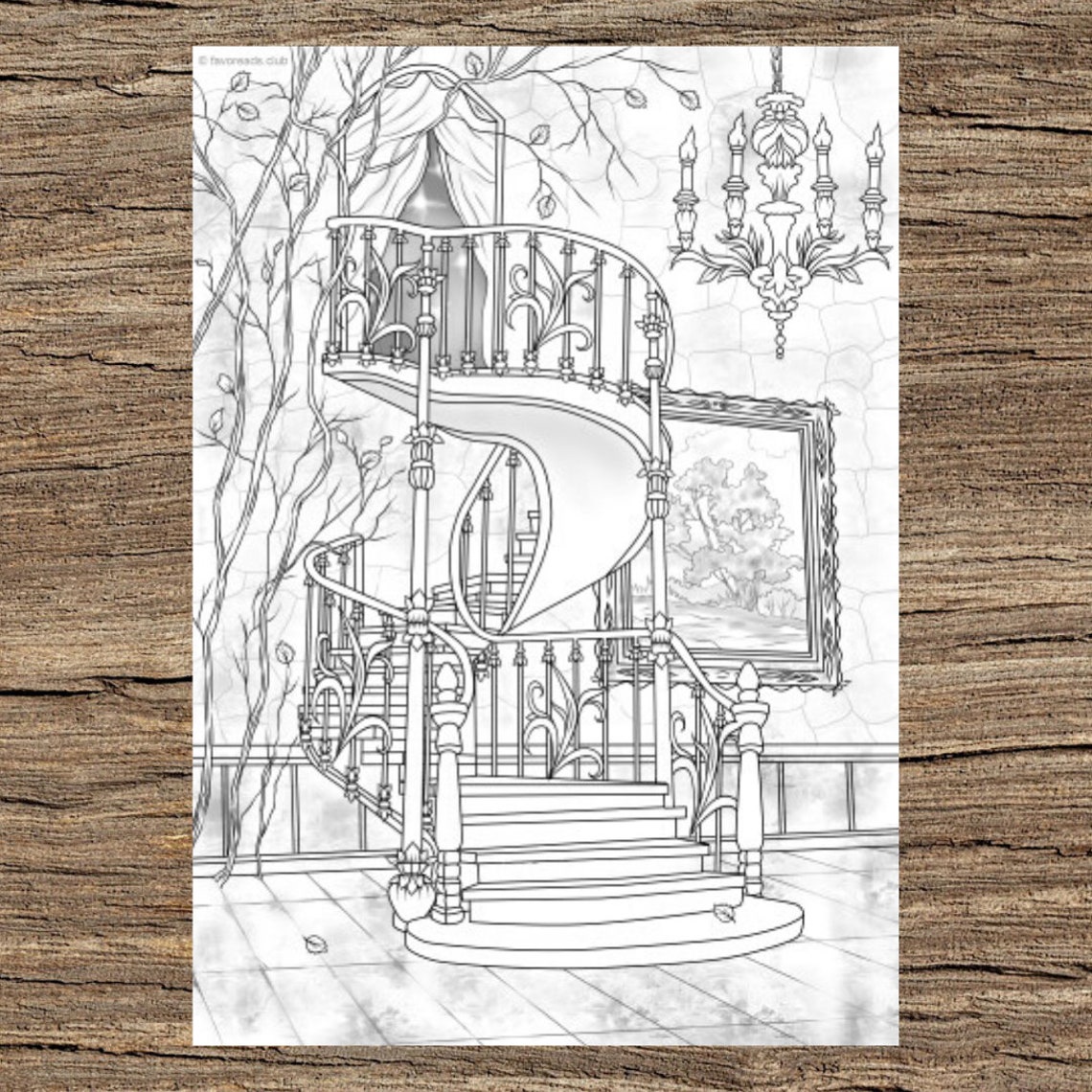 Stairs Printable Adult Coloring Page From Favoreads Coloring - Etsy ...