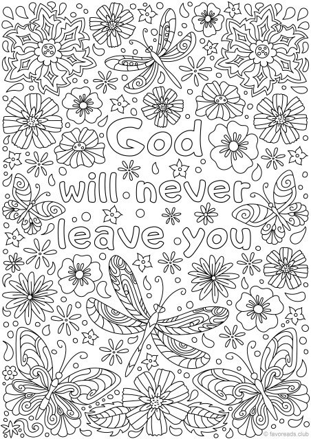 God Won't Leave You - Printable Adult Coloring Page From Favoreads ...