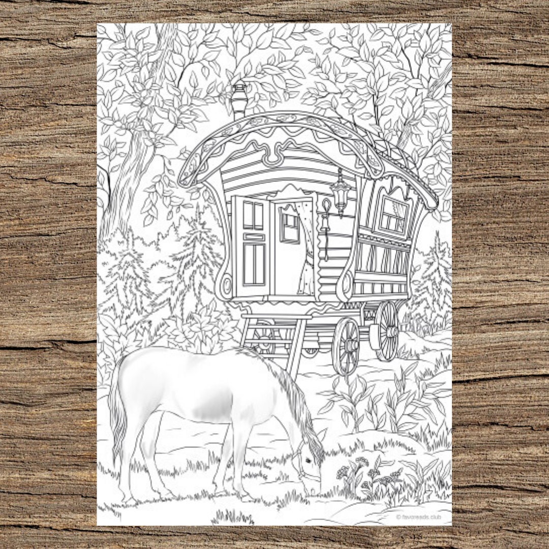 Wagon - Printable Adult Coloring Page From Favoreads (coloring Book ...