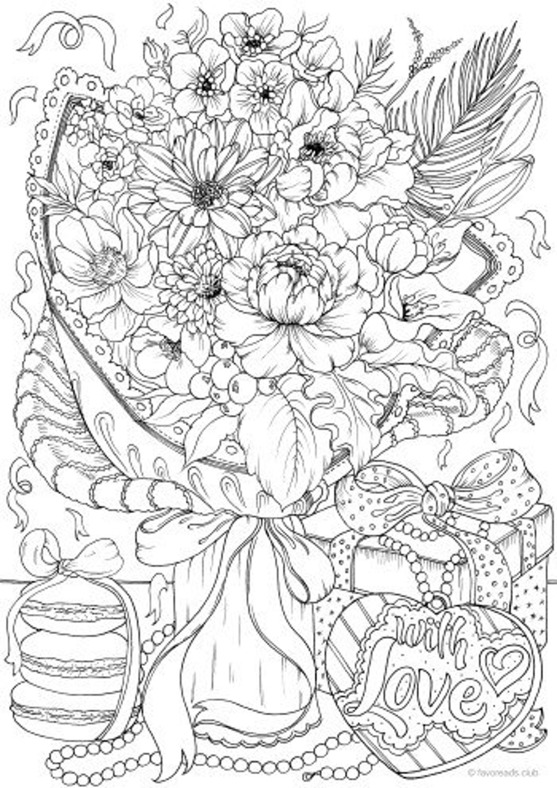 Presents Printable Adult Coloring Page From Favoreads - Etsy