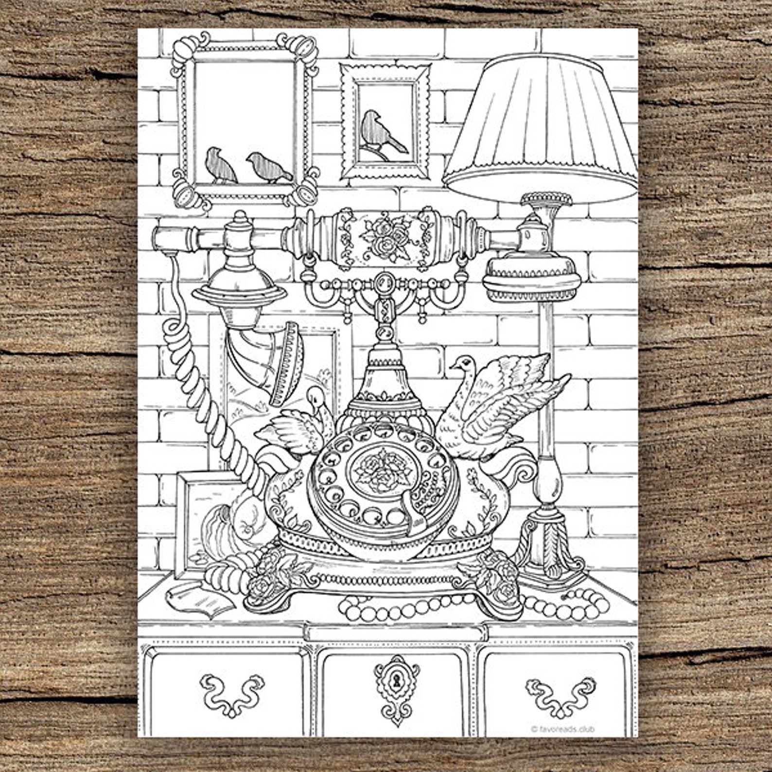 Telephone Printable Adult Coloring Page From Favoreads - Etsy