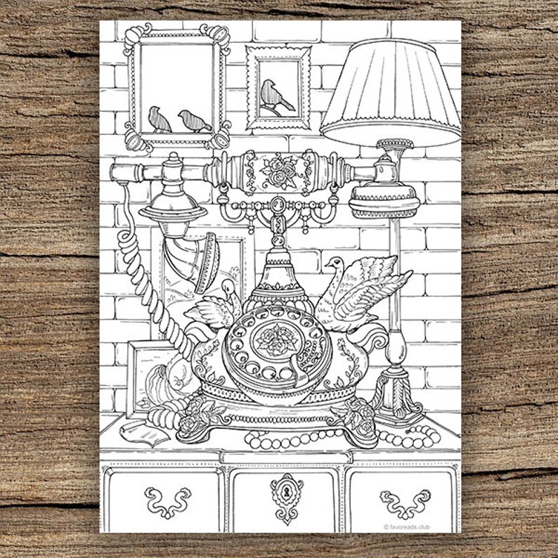Telephone Printable Adult Coloring Page from Favoreads | Etsy