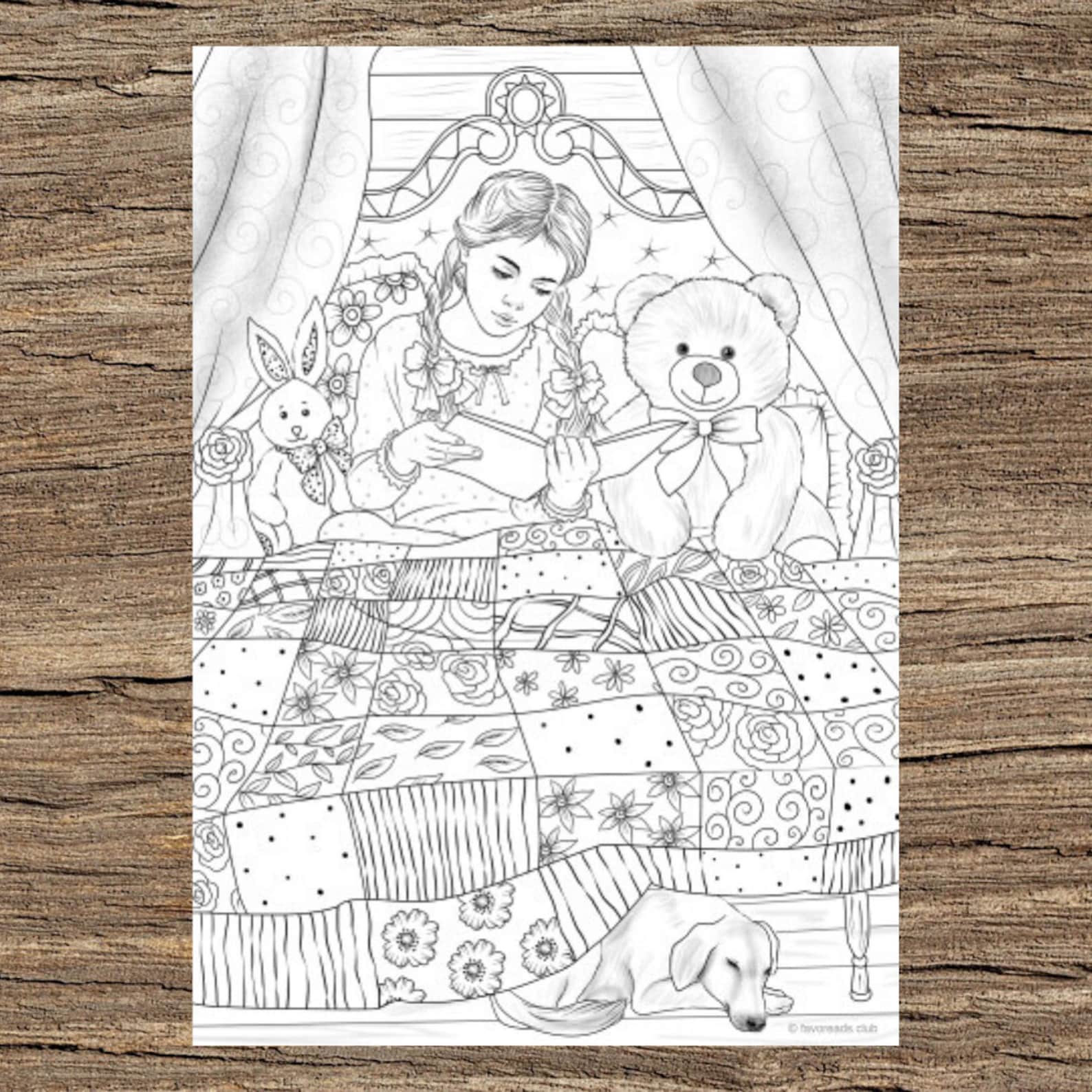 Bedtime Story Printable Adult Coloring Page From Favoreads - Etsy UK