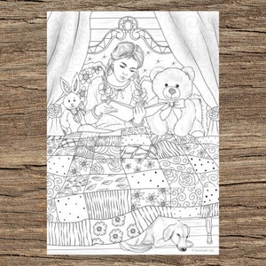 Bedtime Story - Printable Adult Coloring Page From Favoreads (coloring ...