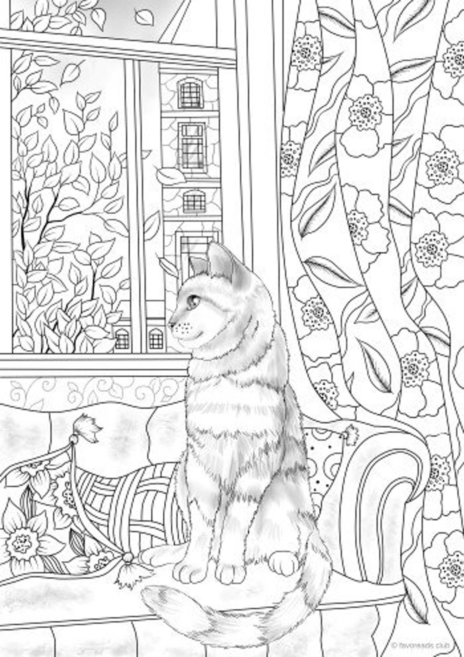 Kitty Printable Adult Coloring Page from Favoreads Coloring | Etsy