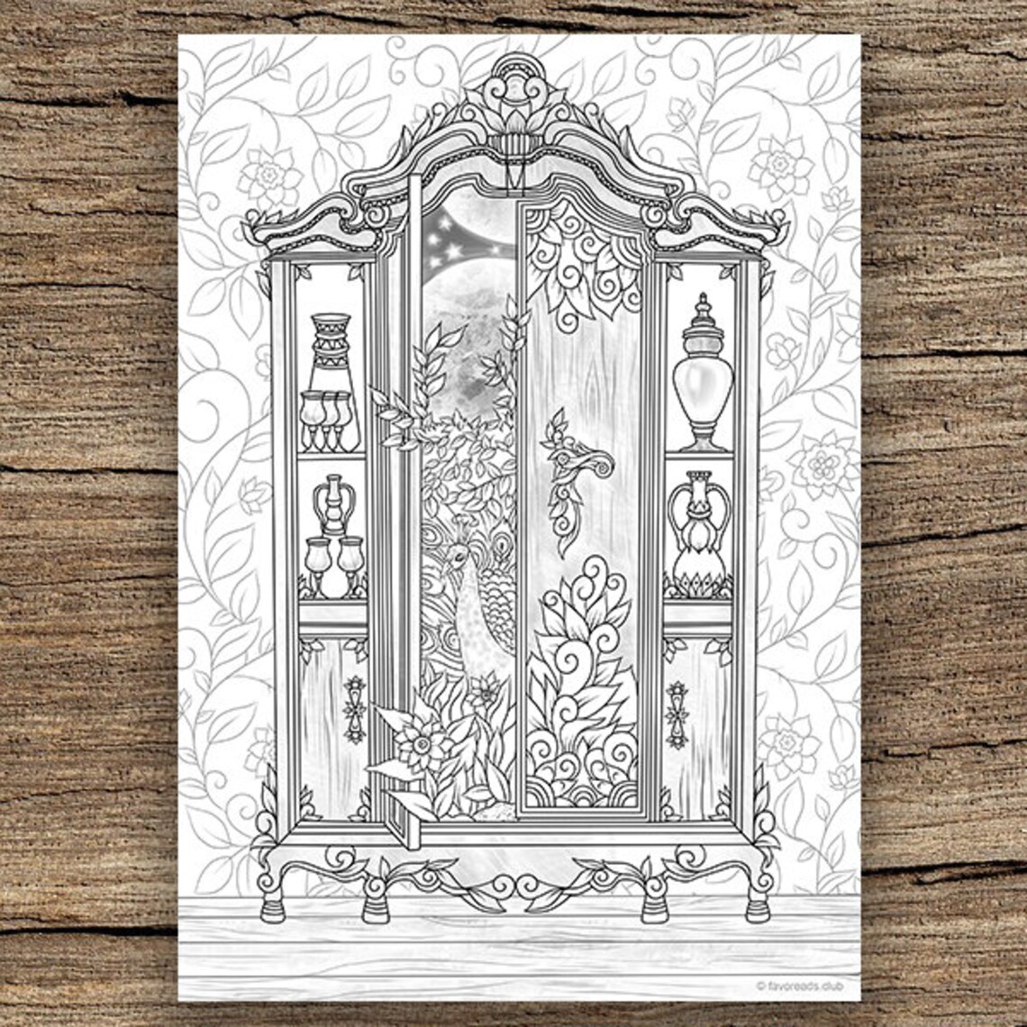 Wardrobe Printable Adult Coloring Page From Favoreads | Etsy