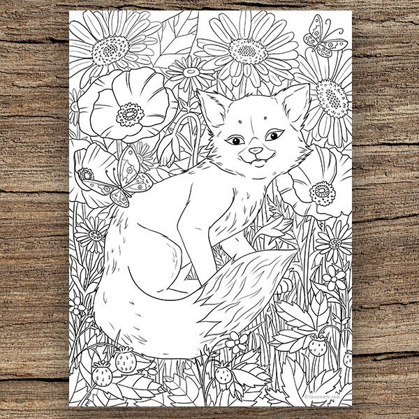 Little Fox Printable Adult Coloring Page From Favoreads coloring Book ...