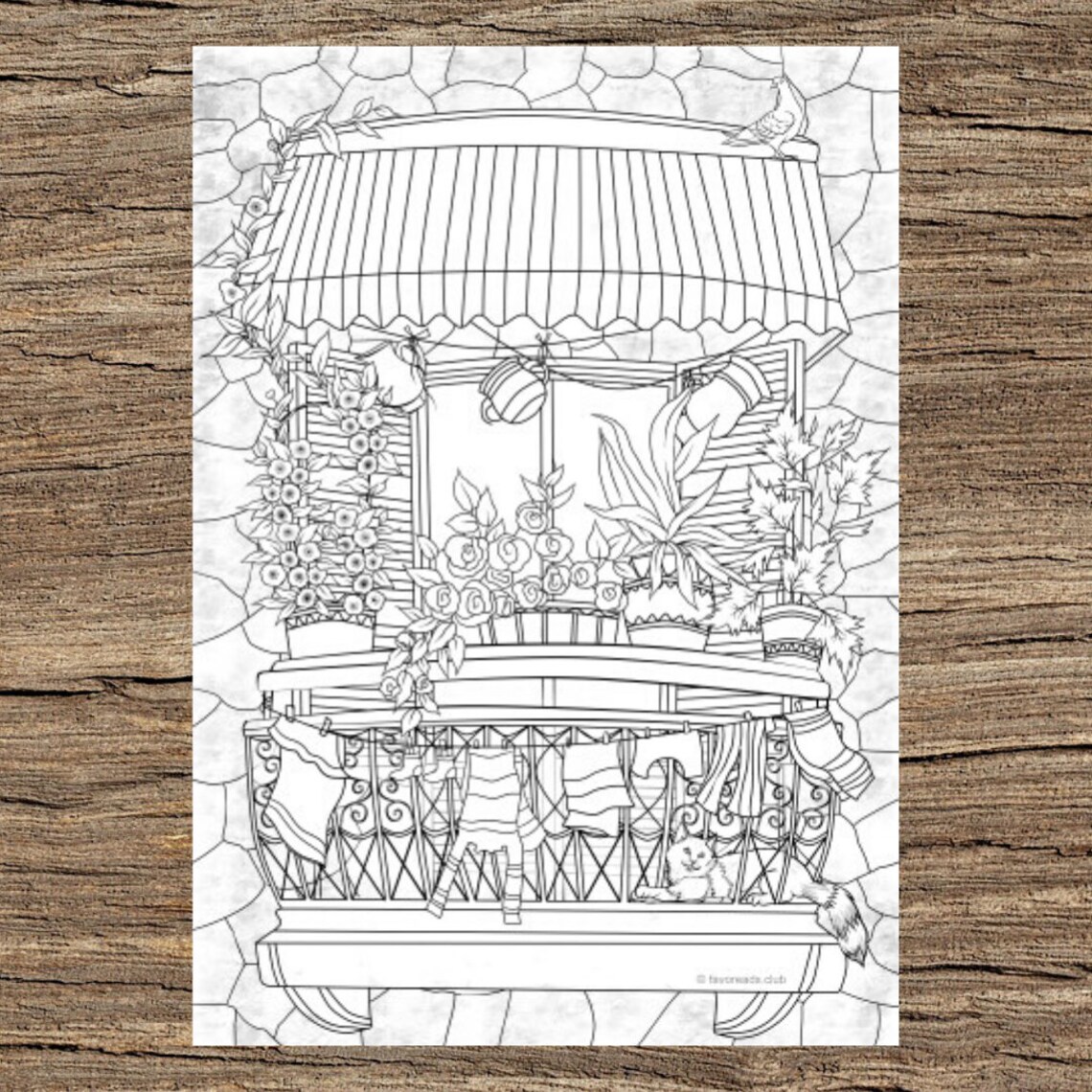 Balcony Printable Adult Coloring Page From Favoreads - Etsy Australia
