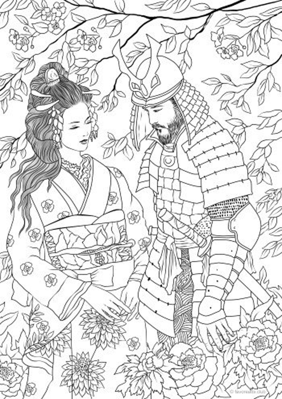 Love Story Printable Adult Coloring Page From Favoreads - Etsy