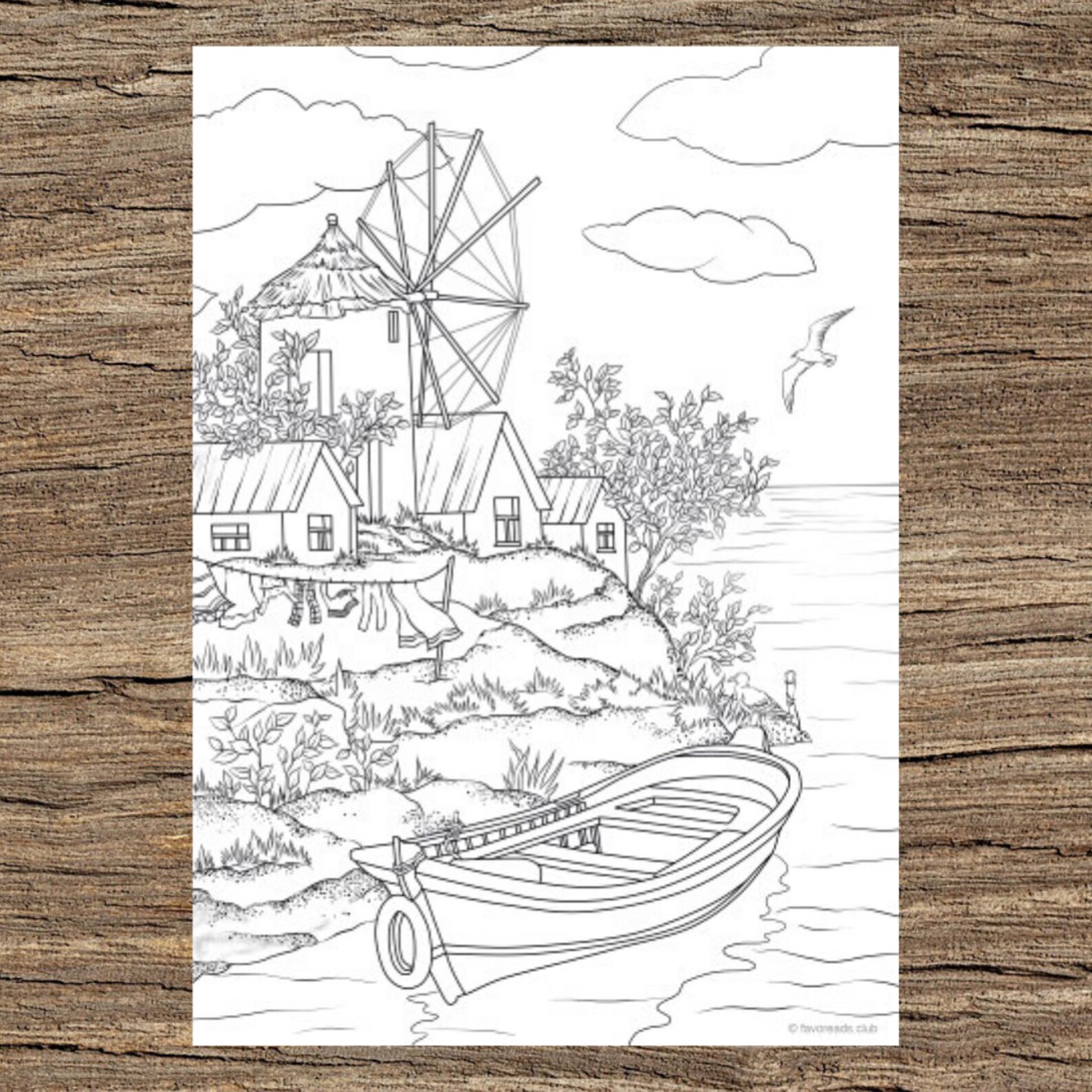 Shore Printable Adult Coloring Page From Favoreads coloring - Etsy