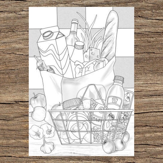 Food Printable Adult Coloring Page From Favoreads coloring | Etsy