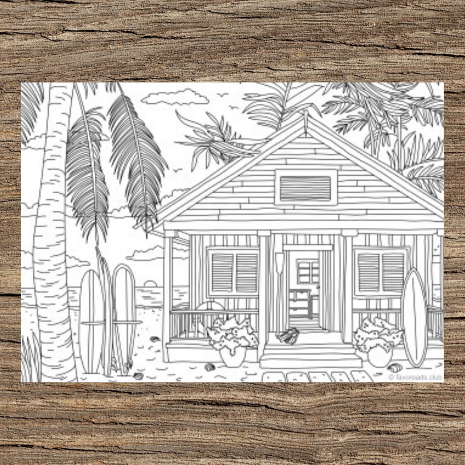 Beach House Printable Adult Coloring Page From Favoreads coloring Book ...