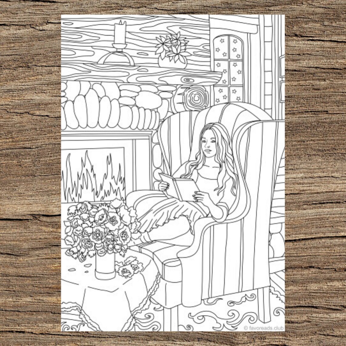 Cozy Evening Printable Adult Coloring Page From Favoreads | Etsy