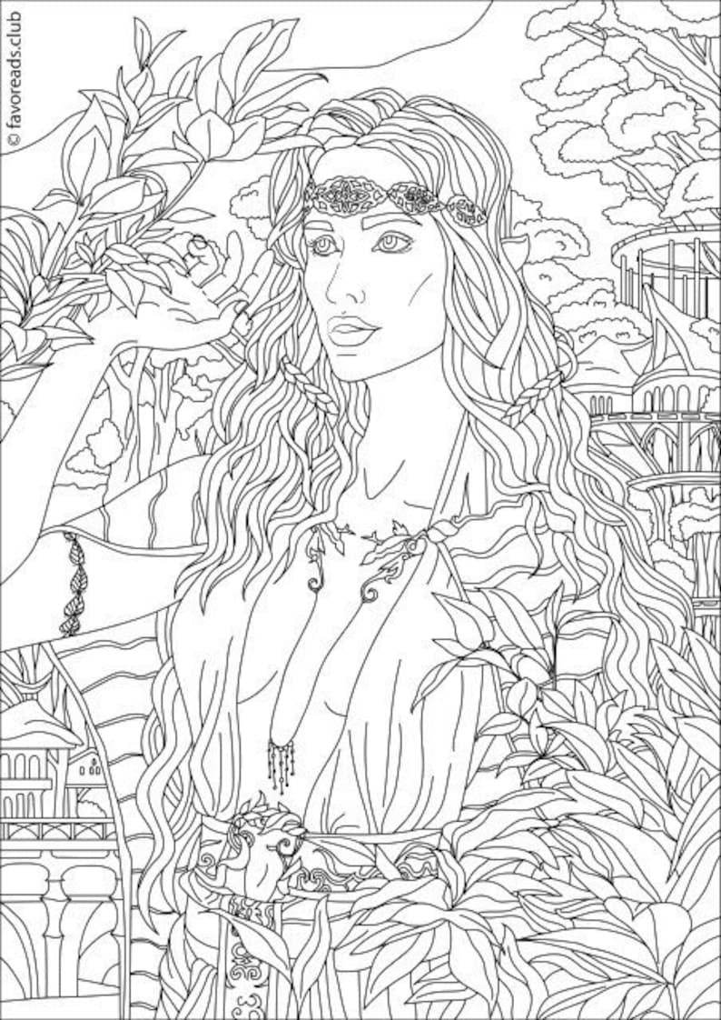 Forest Fairy Printable Adult Coloring Page From Favoreads coloring Book ...