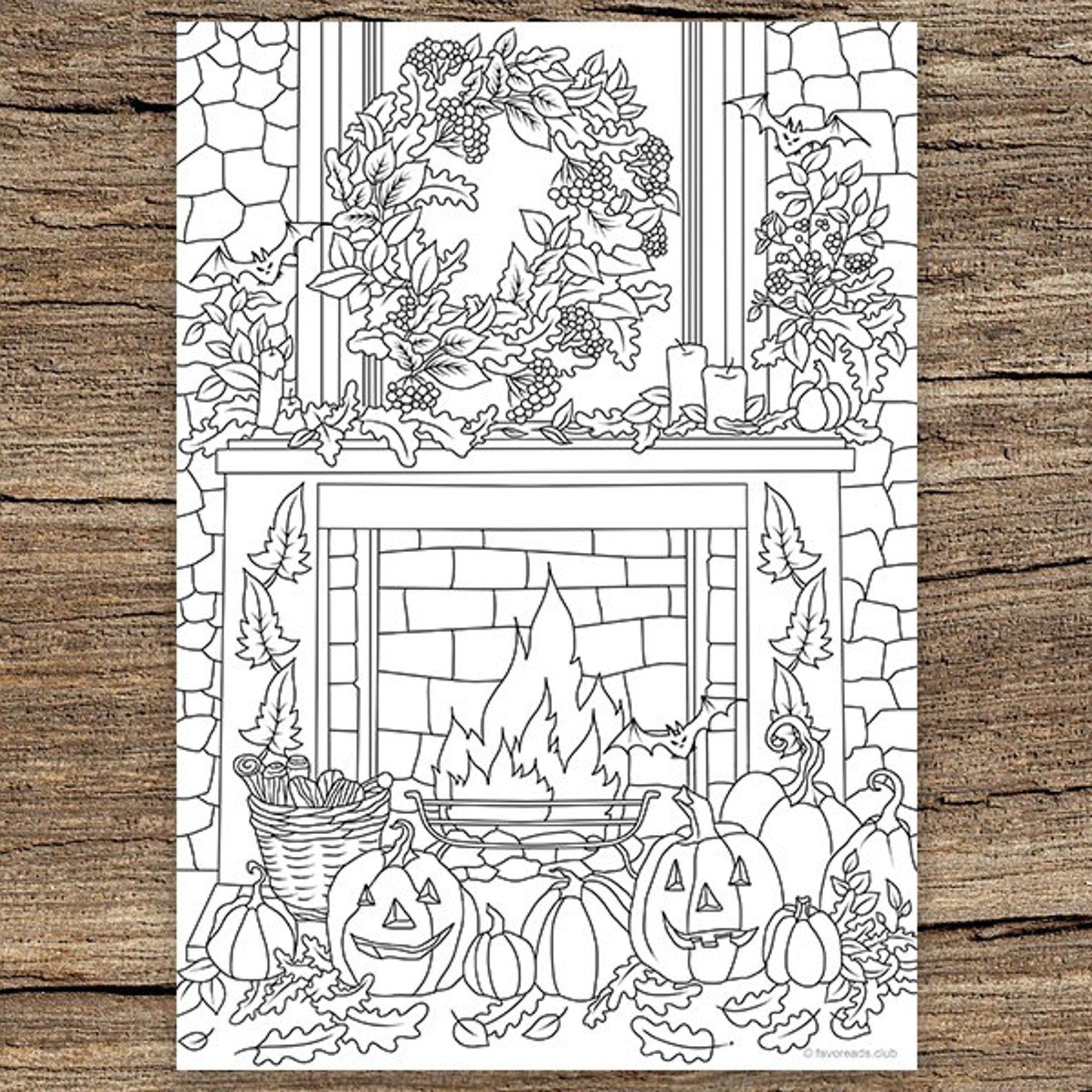 Halloween Decor Printable Adult Coloring Page From Favoreads | Etsy