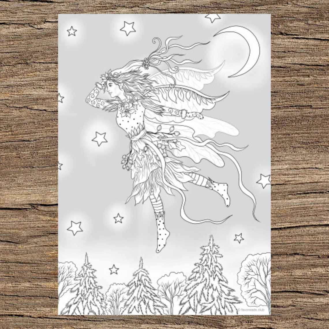 Winter Fairy Printable Adult Coloring Page From Favoreads | Etsy