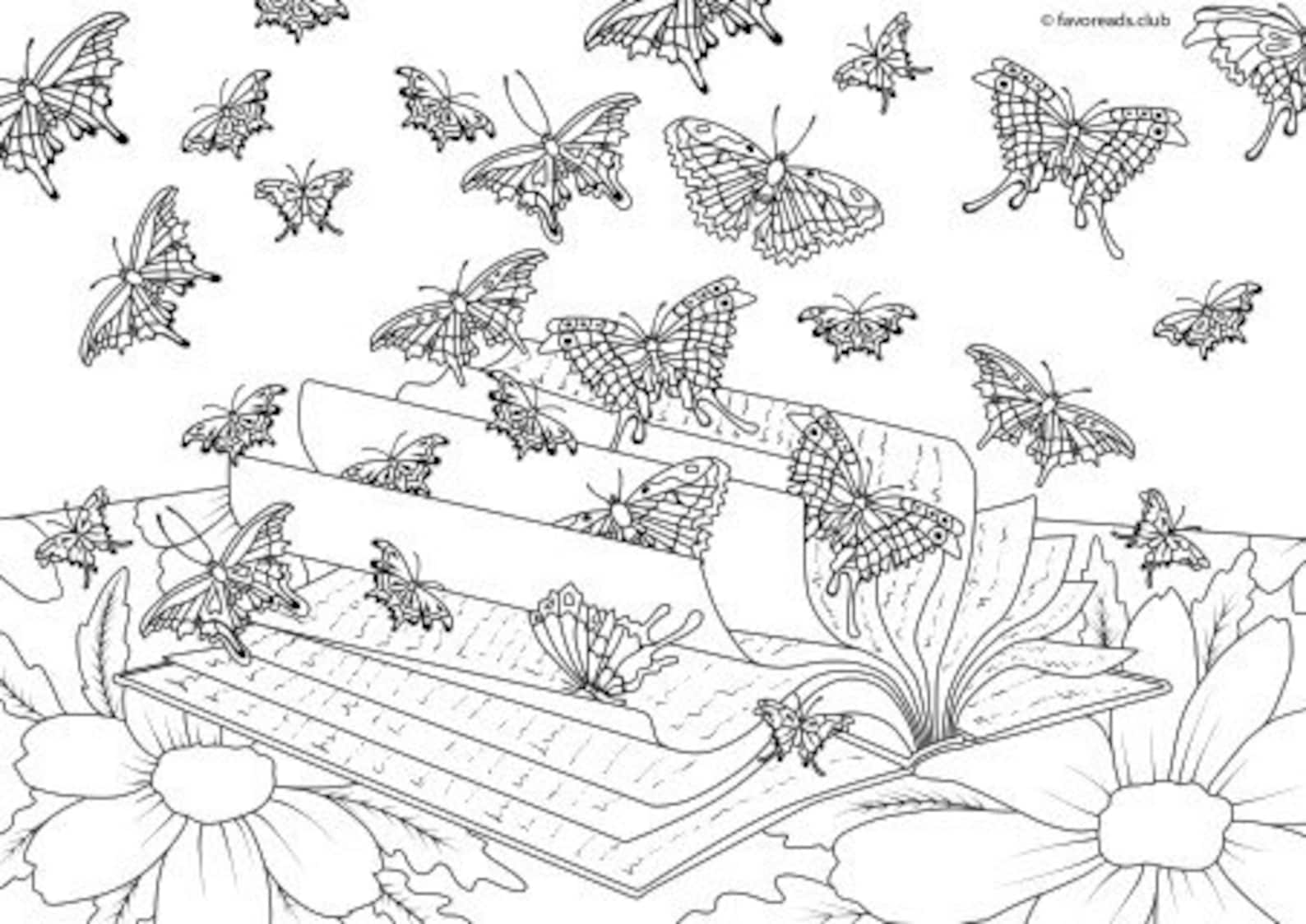 Book Printable Adult Coloring Page From Favoreads coloring | Etsy