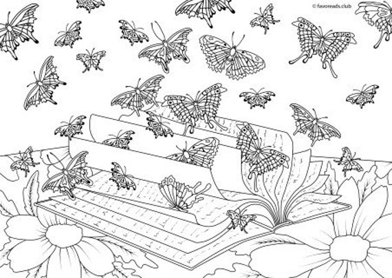 Book Printable Adult Coloring Page From Favoreads coloring | Etsy
