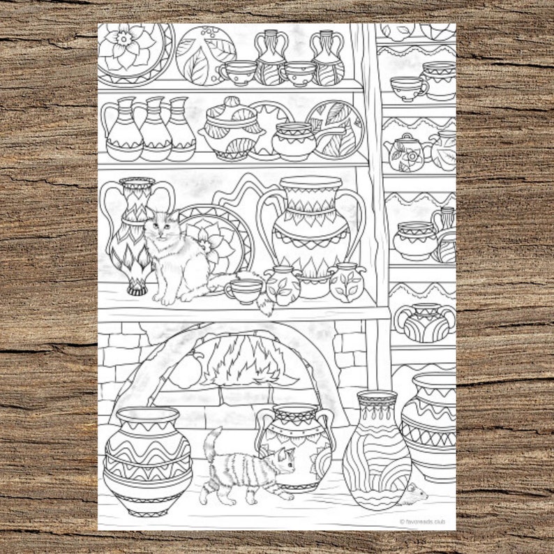 Pottery Printable Adult Coloring Page From Favoreads | Etsy
