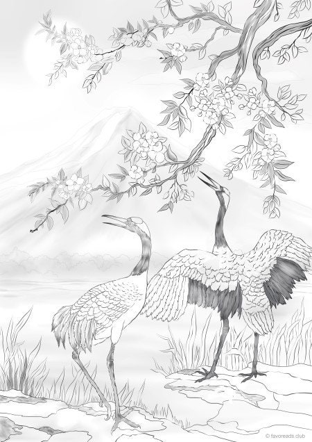 Japanese Crane Coloring Page