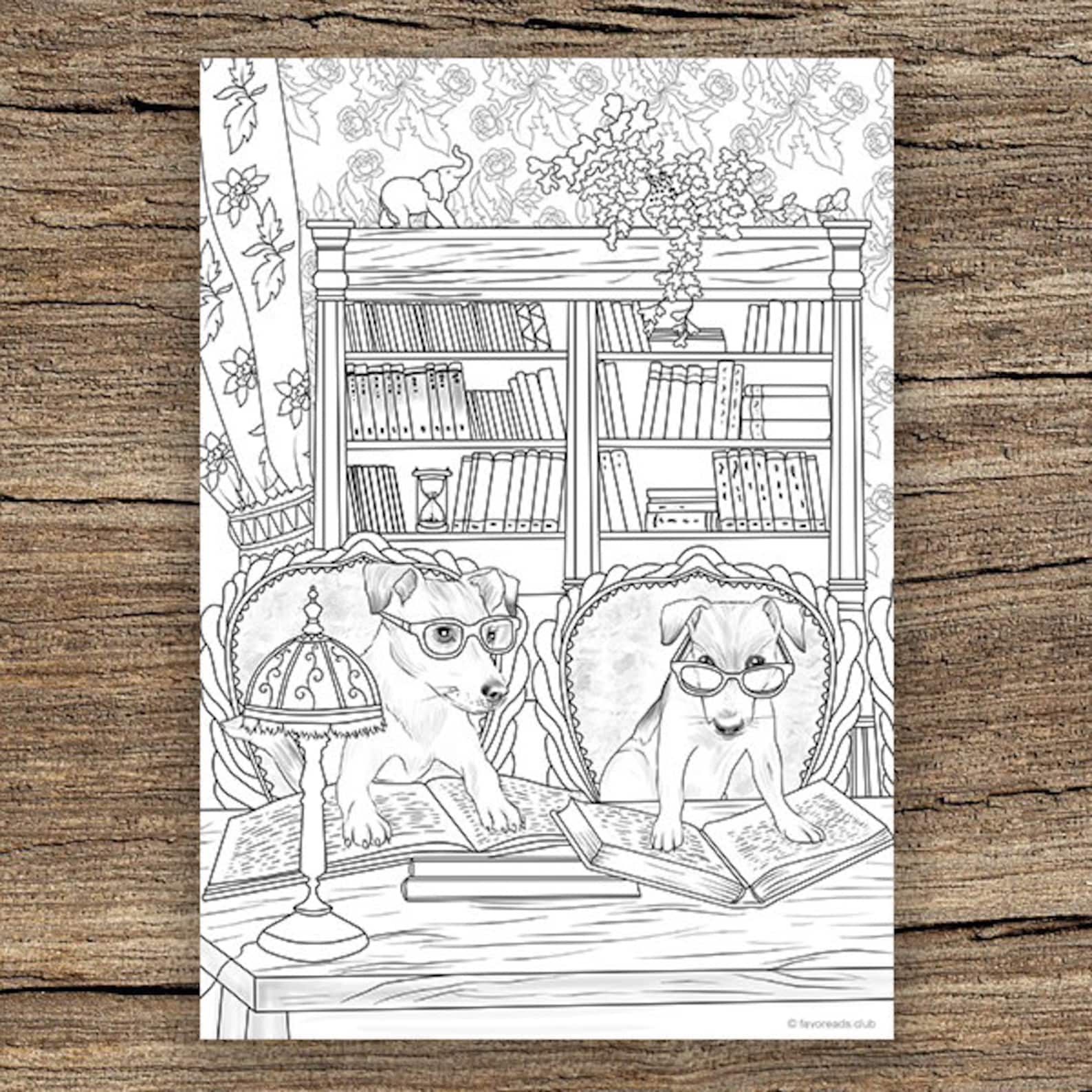 Book Lovers Printable Adult Coloring Page From Favoreads - Etsy Canada