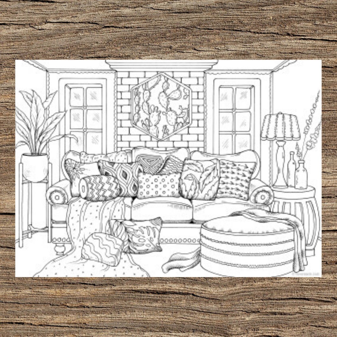 Sofa Printable Adult Coloring Page From Favoreads coloring | Etsy Canada