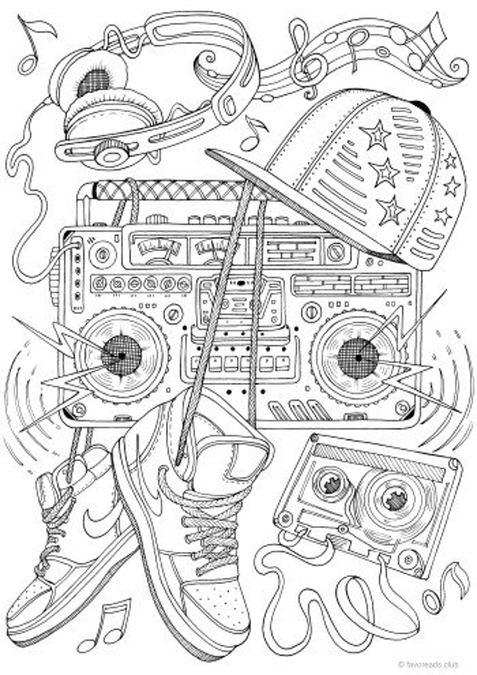 Stereo Printable Adult Coloring Page From Favoreads - Etsy