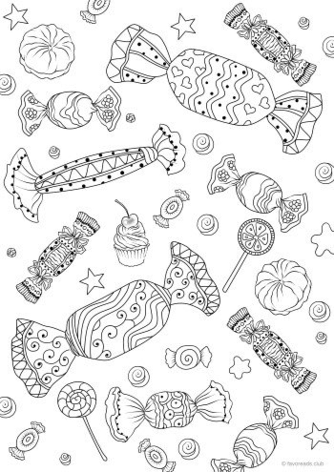Candies Printable Adult Coloring Page From Favoreads - Etsy