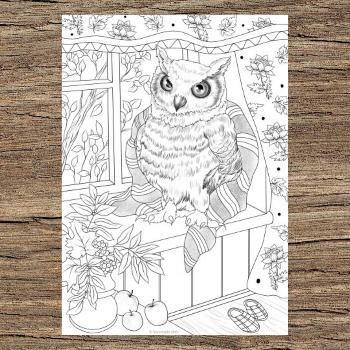 Cozy Owl Printable Adult Coloring Page From Favoreads - Etsy