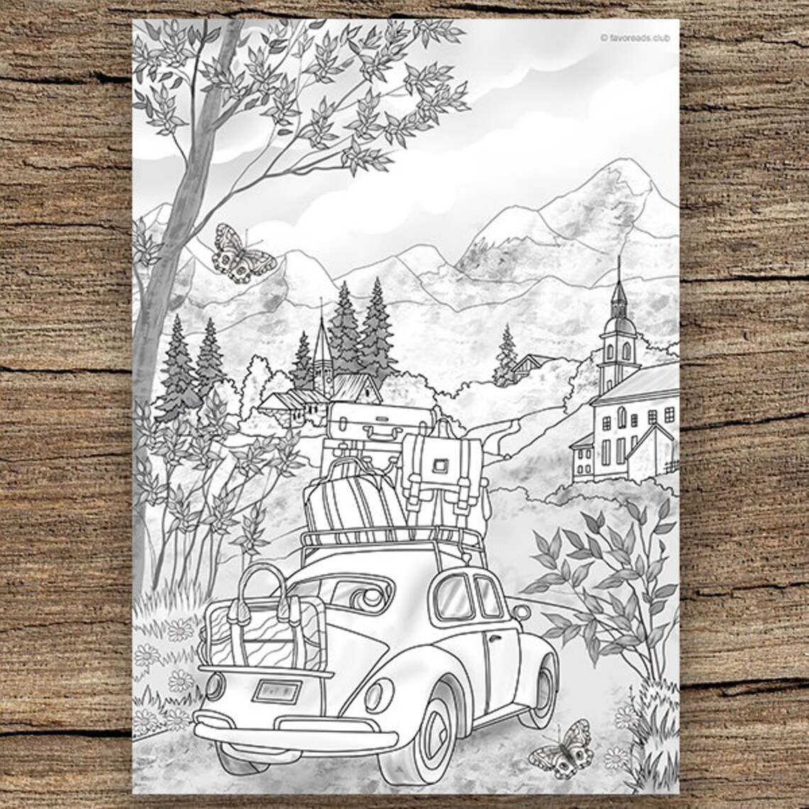 Vacation Printable Adult Coloring Page From Favoreads - Etsy