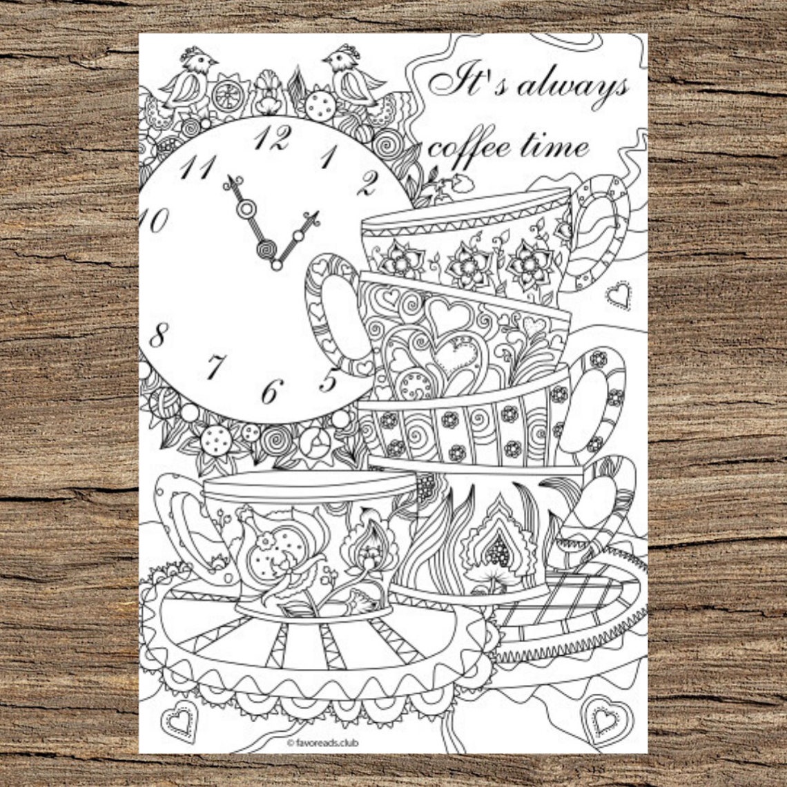 Its Always Coffee Time Printable Adult Coloring Page From | Etsy