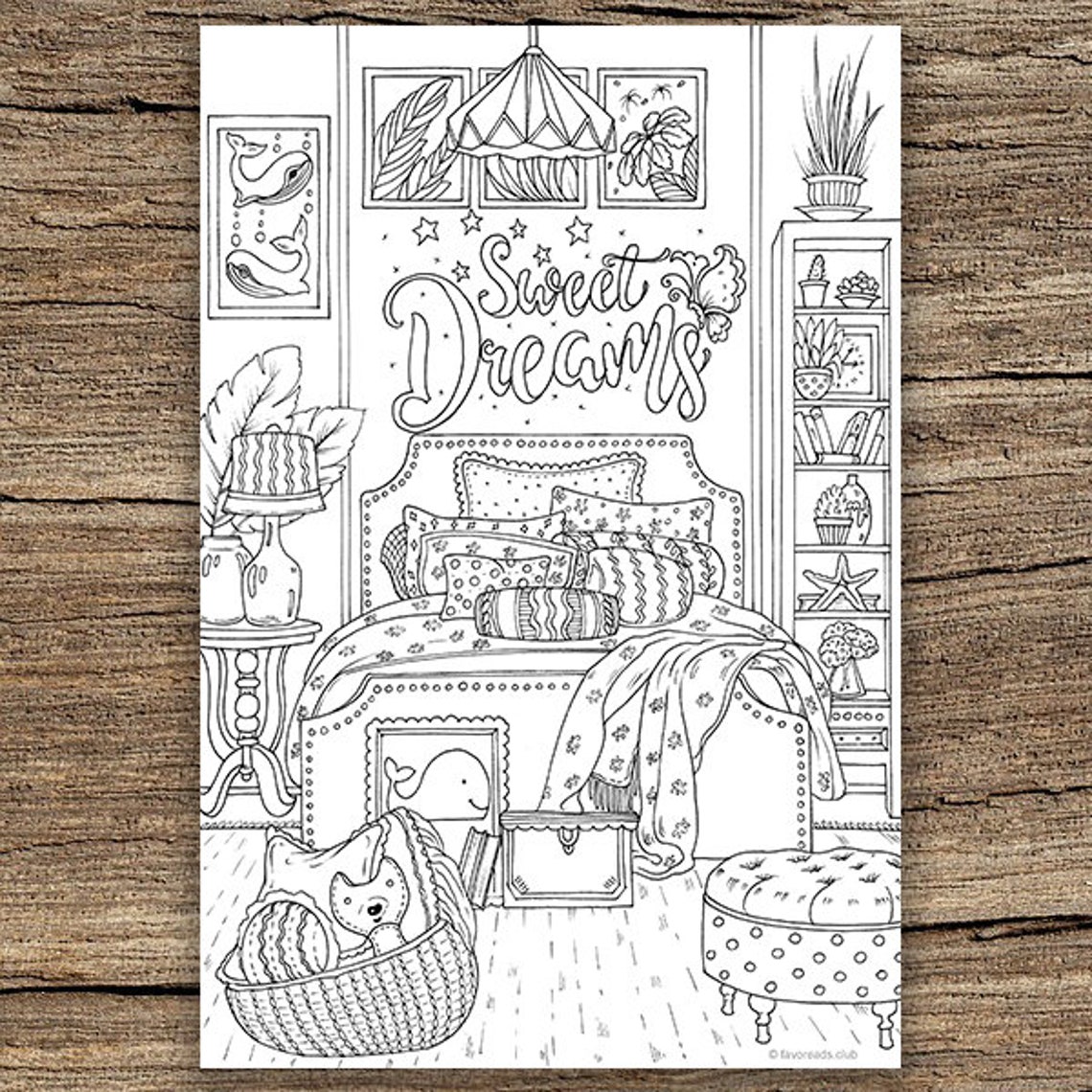 Sweet Dreams Printable Adult Coloring Page From Favoreads - Etsy