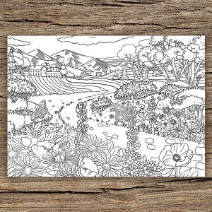 Flower Field - Printable Adult Coloring Page From Favoreads (coloring ...