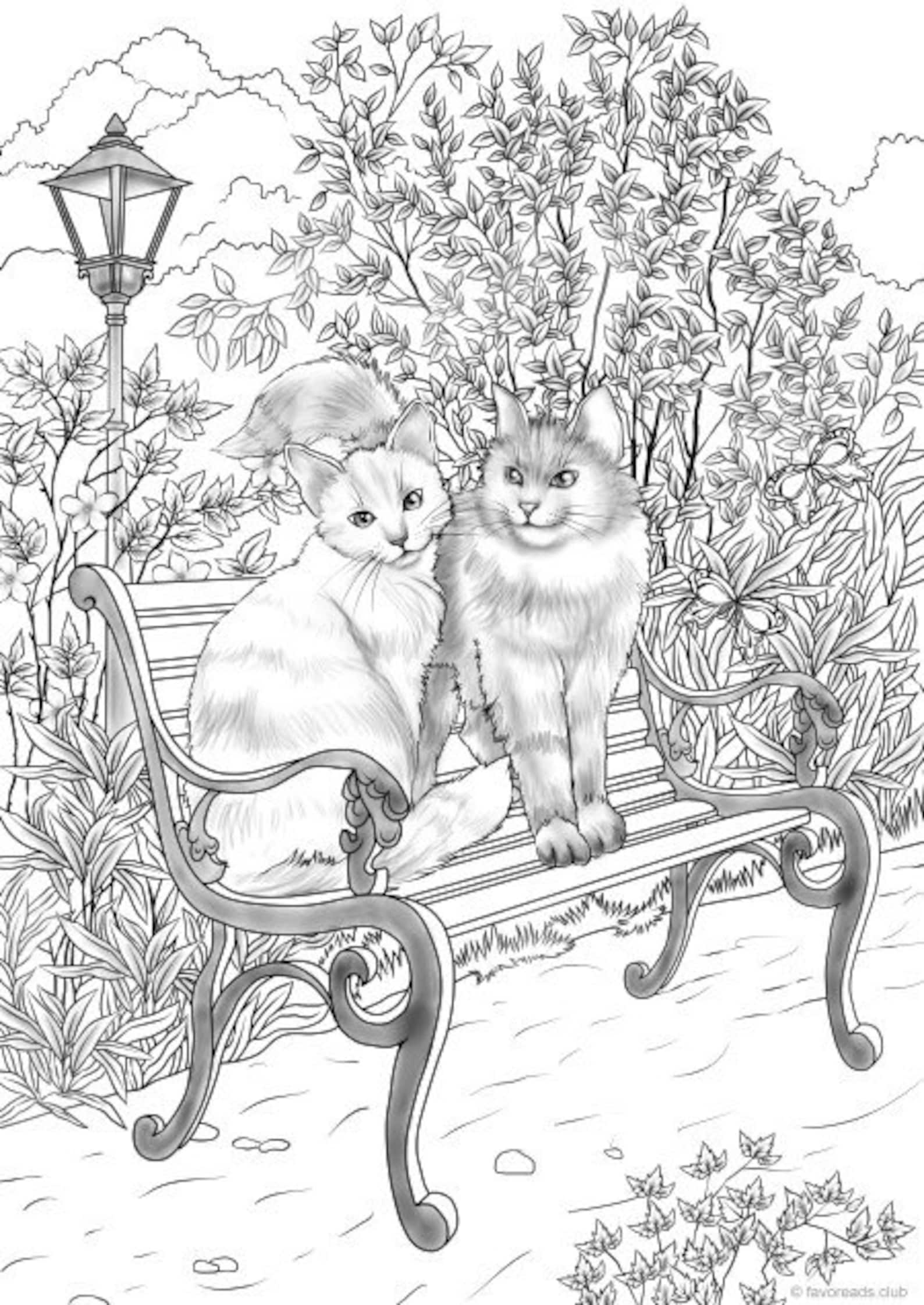 Cats and Dogs Bundle 10 Printable Adult Coloring Pages from | Etsy
