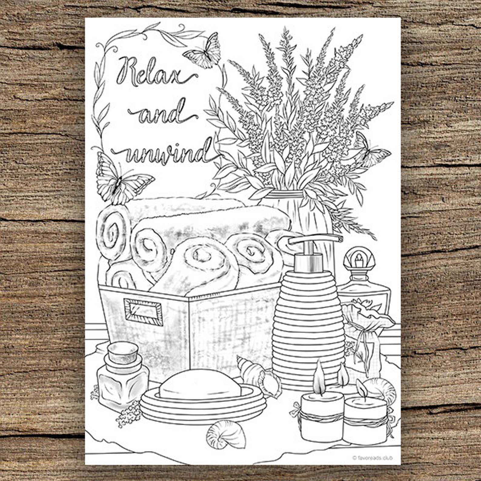 Unwind Printable Adult Coloring Page From Favoreads | Etsy