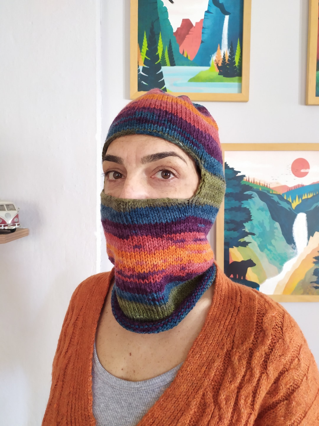 Colorful Crochet Balaclava: Vegan Knit Winter Hood, Cozy Ski Mask - Etsy