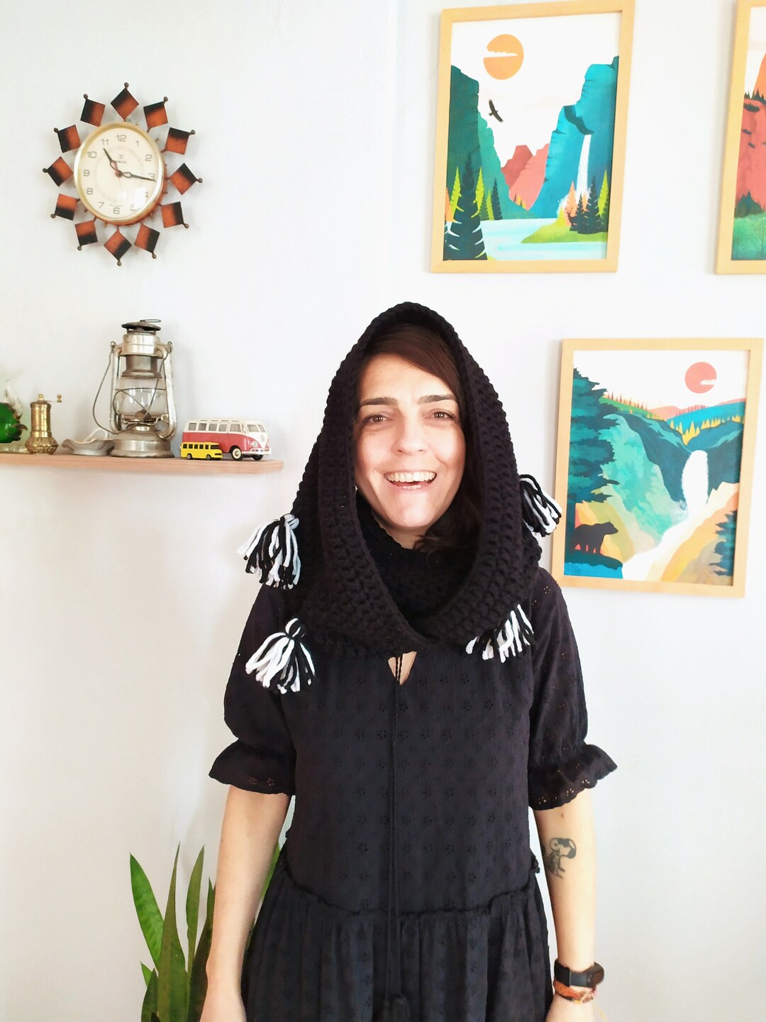 Crochet Wednesday Addams Inspired Snood Enids Scarf Crochet Hallowen