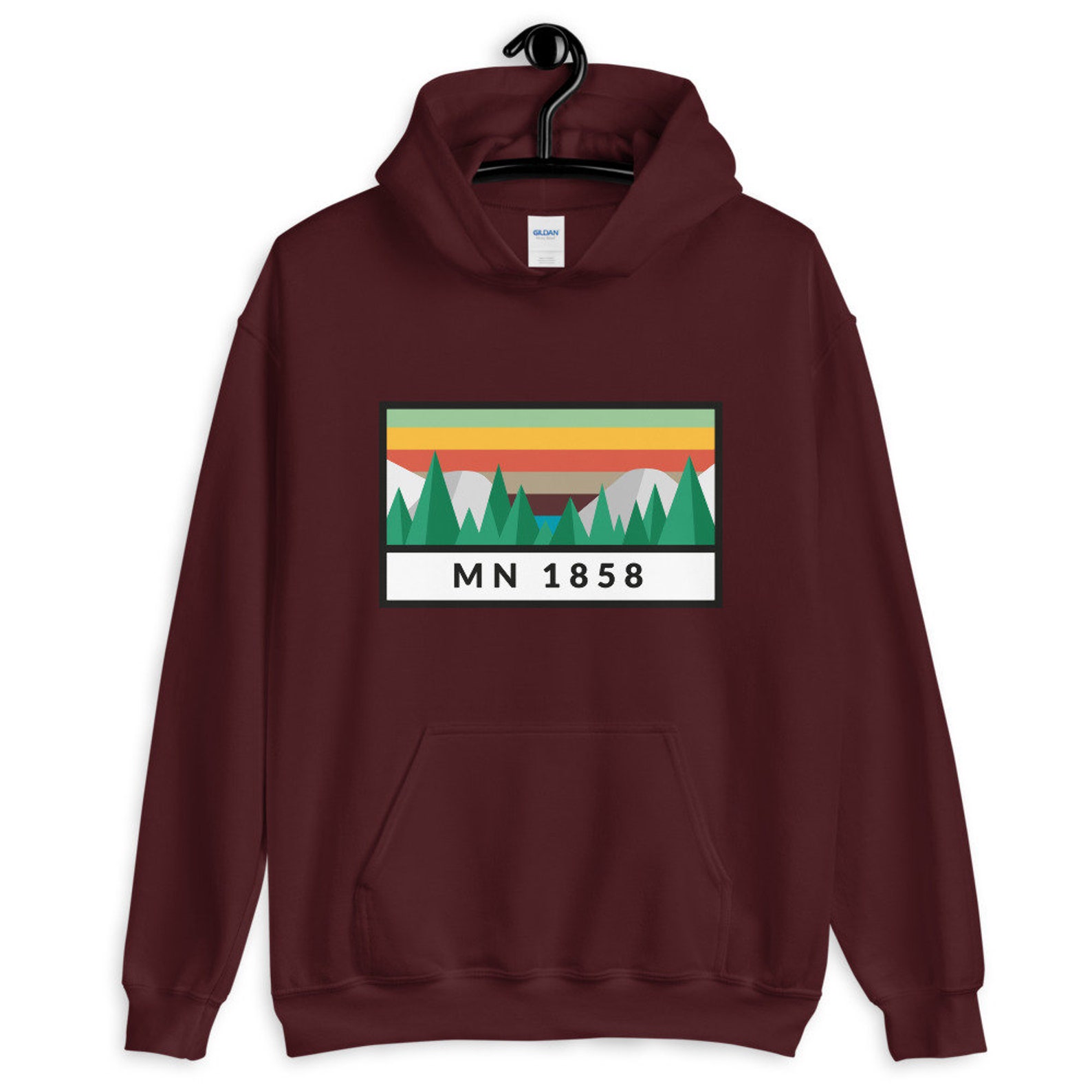 MN 1858 Logo Hooded Sweatshirt Minnesota Midwest Minneapolis - Etsy