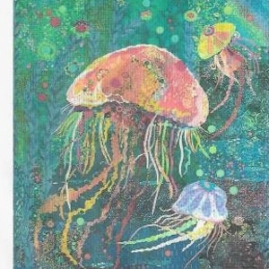 Laura Heine Jellie Fish Collage Pattern is Vibrant and Lots of Fun to ...